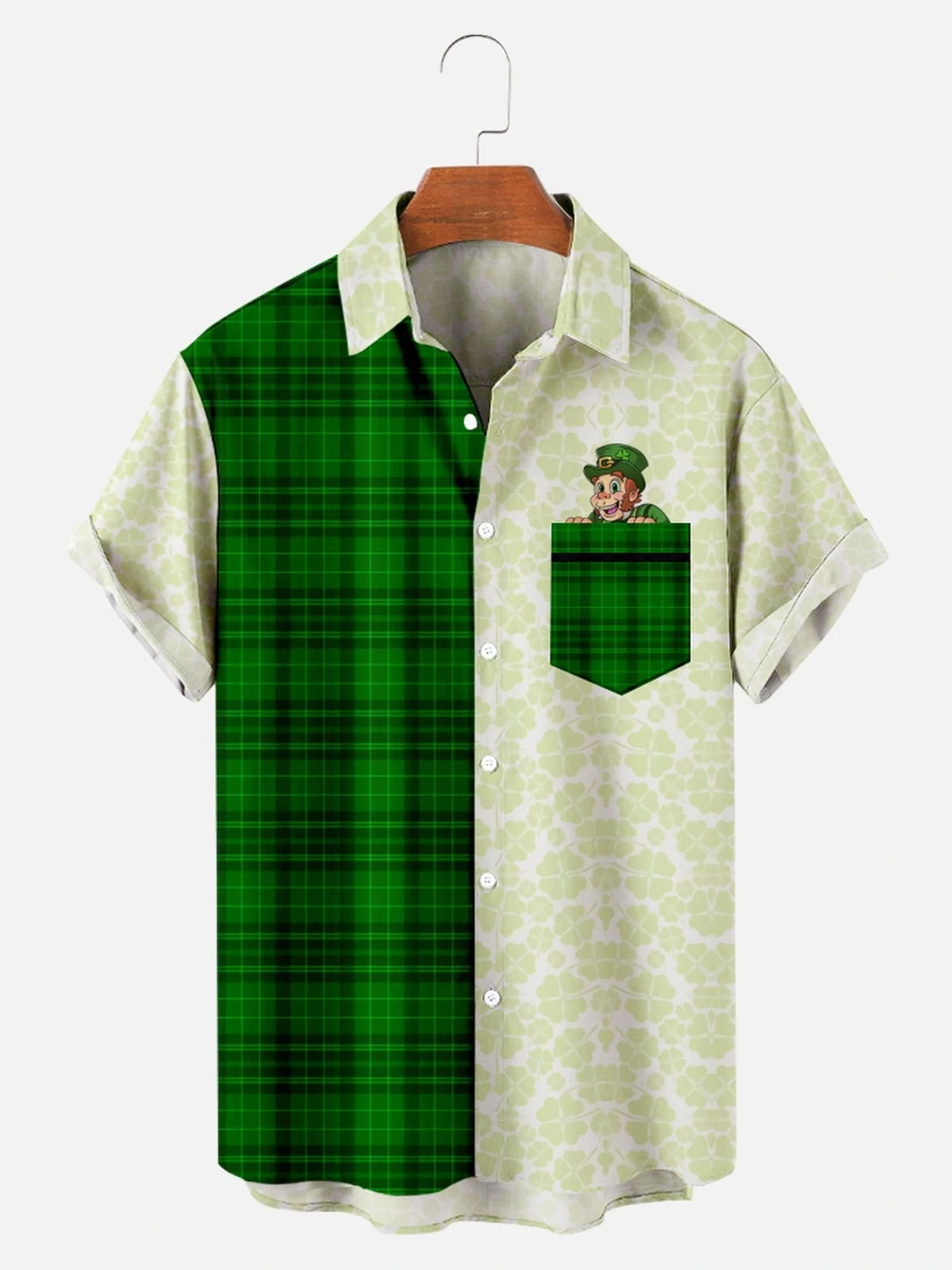 Men's Creative Design St. Patrick's Day Hawaiian Shirt With Pockets ...