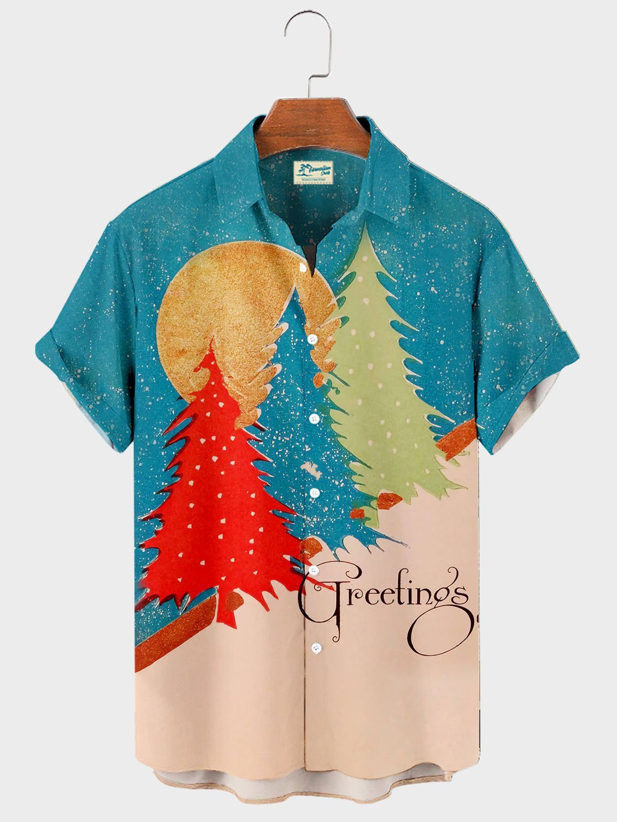 Royaura Men's Vintage Christmas Tree Print Short Sleeve Shirts ...