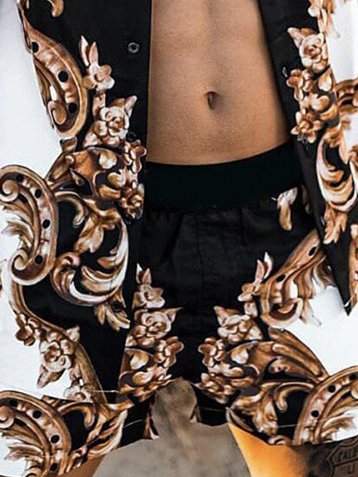 Royaura Beach Vacation Baroque Court Style Men's Hawaiian Set Stretch ...