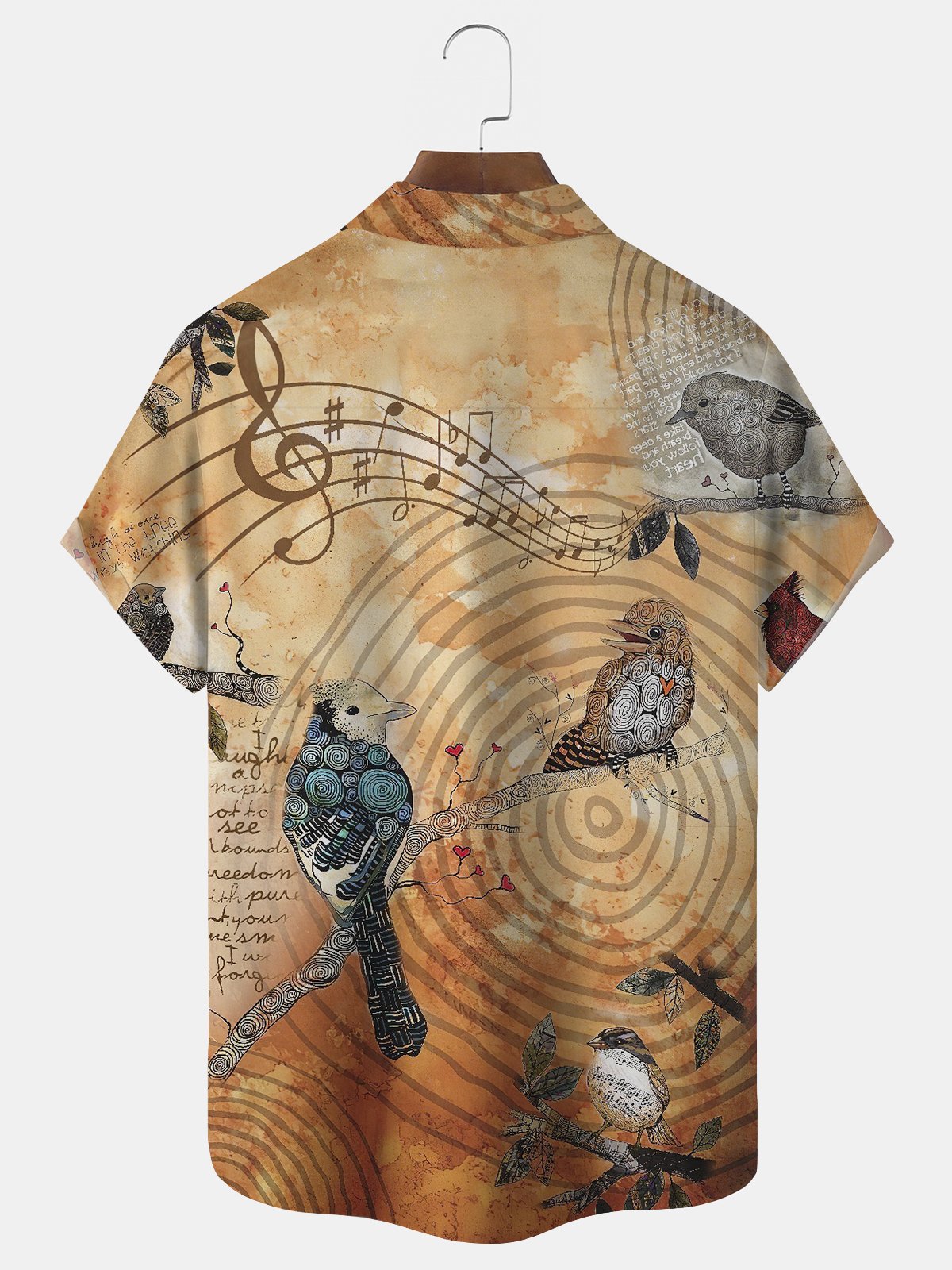 Royaura Singing Bird Print Beach Men's Hawaiian Oversized Shirt with ...