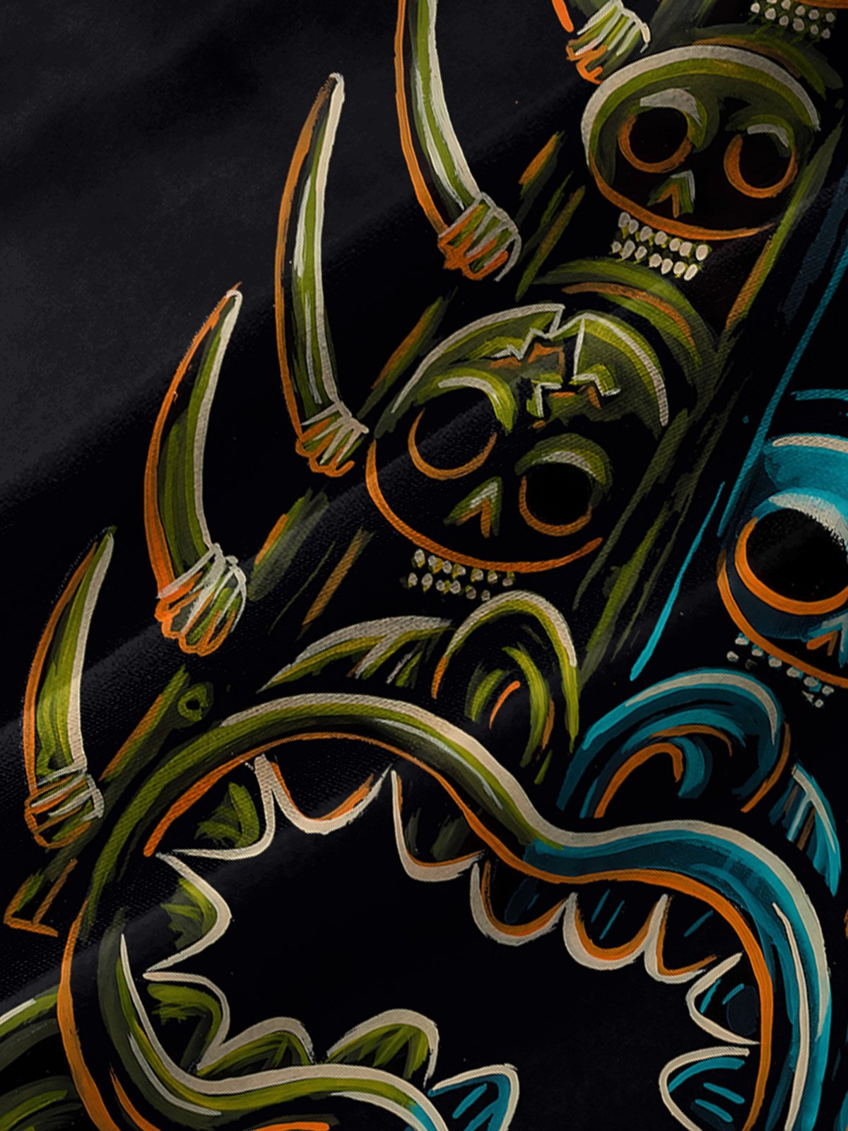 Royaura Holiday Casual Vintage Men's Hawaiian Shirts TIKI Undead Totem ...