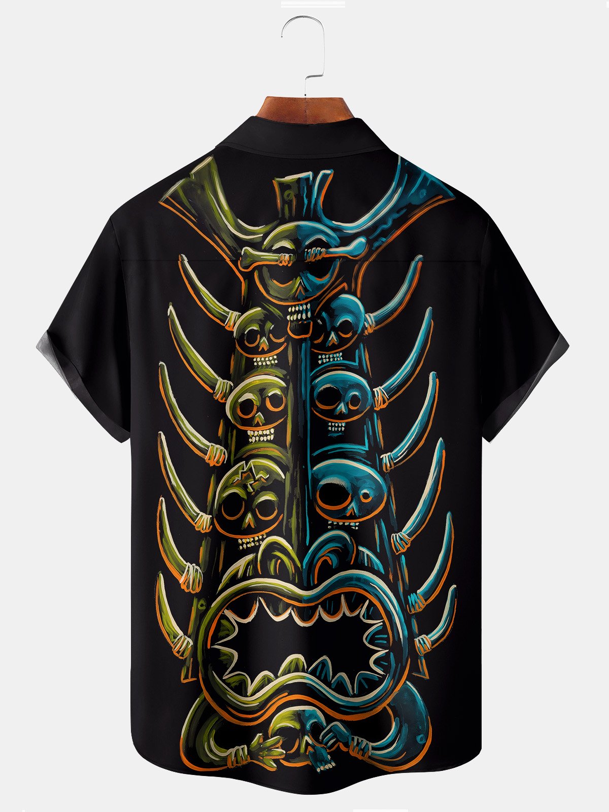 Royaura Holiday Casual Vintage Men's Hawaiian Shirts TIKI Undead Totem ...