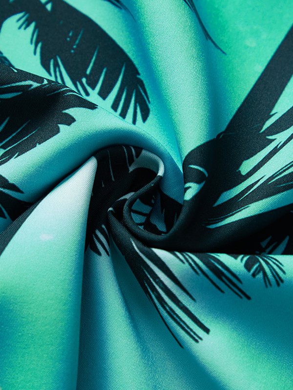 Royaura Aurora Ombre Coconut Tree Breast Pocket Hawaiian Shirt Plus ...