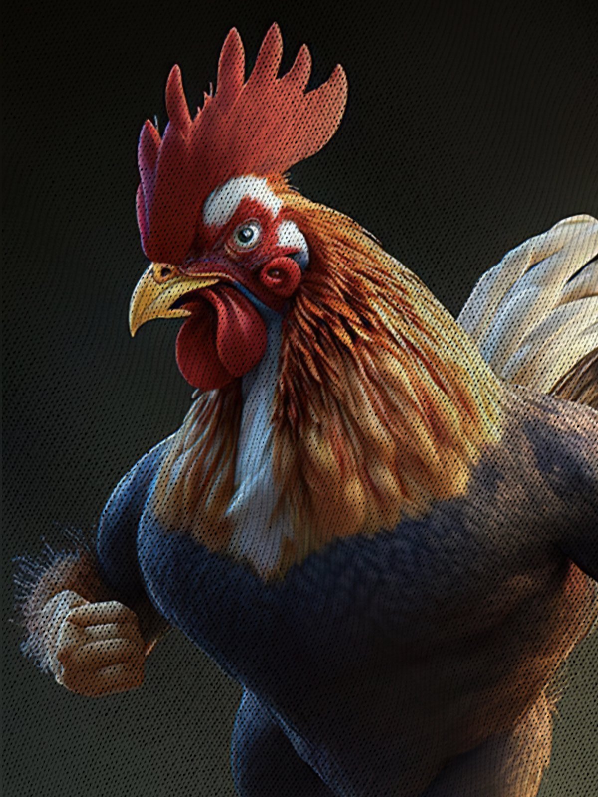 Men's Vintage Gradient Muscle Rooster Graphic Printing Casual Hoodie ...