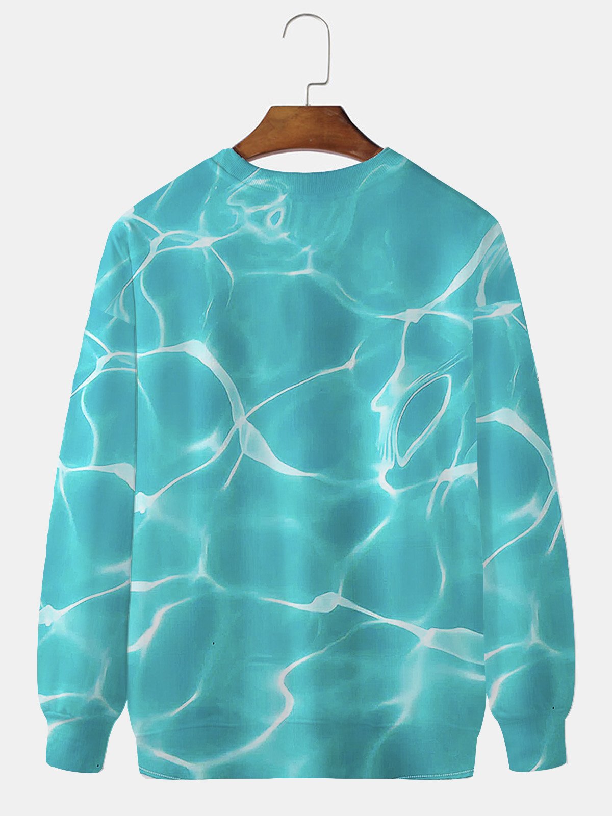 Royaura Hawaiian Water Ripple Print Men's Crew Neck Sweatshirt | royaura