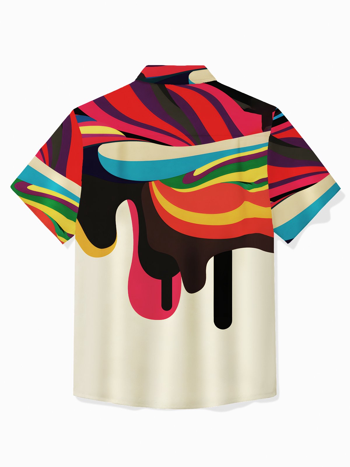 Royaura® Vintage Abstract Stripe Print Oversized Hawaiian Shirt | royaura