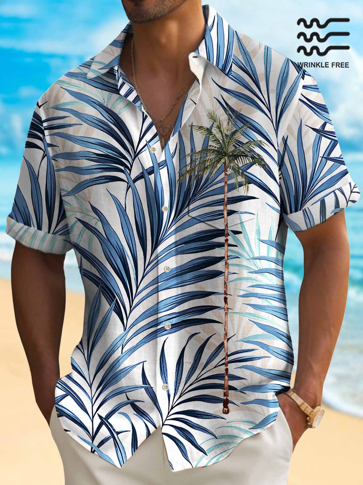 Royaura® Beach Vacation Men's Hawaiian Shirt Tropical Palm Leaf Coconut ...