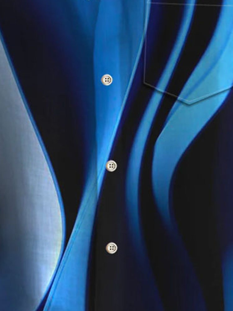 Royaura® Retro Gradient Blue Creative Art 3D Print Men's Button Pocket ...