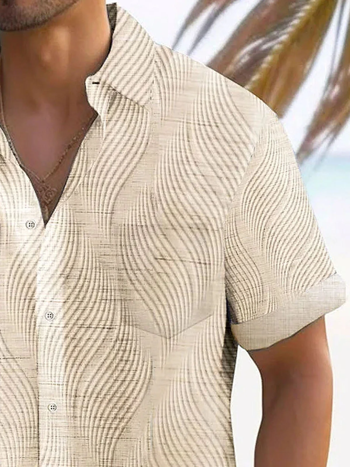 Royaura® Vintage Textured Print Men's Button Pocket Short Sleeve Shirt ...