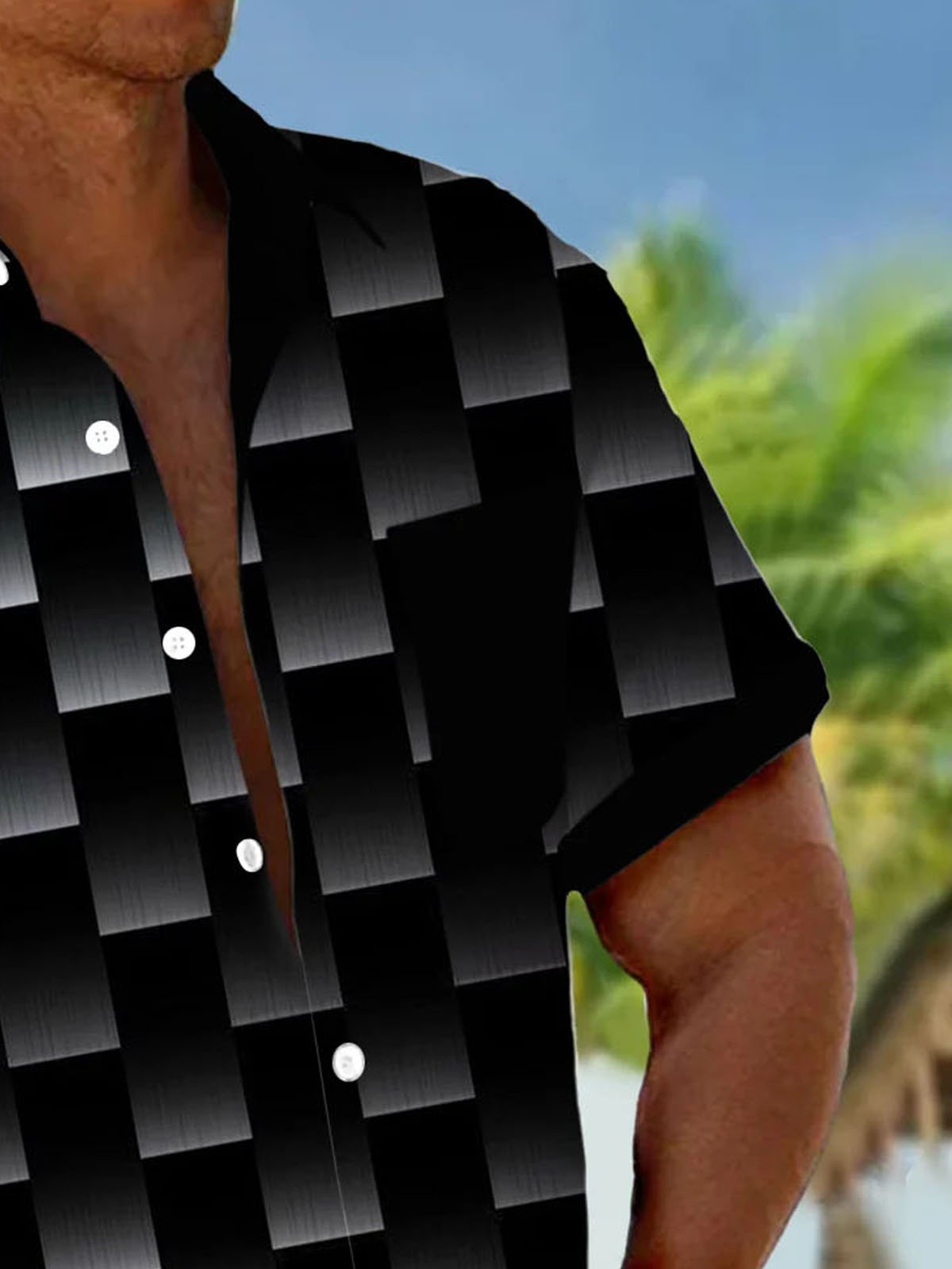 Royaura® Retro Geometric Gradient Art 3D Print Men's Button Pocket ...