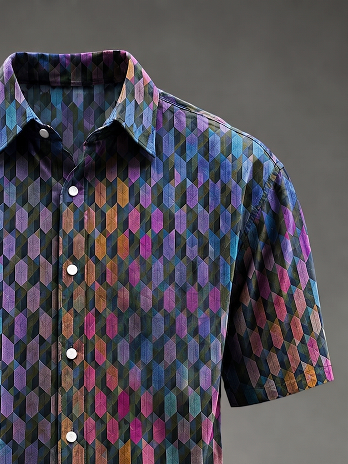 Royaura® Men's Vintage Abstract 3D Geometric Cube Mosaic Print Retro ...
