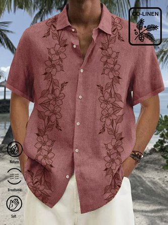 Royaura® Cotton Linen Beach Holiday Floral Men's Hawaiian Shirts ...