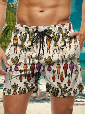 Royaura Hawaii Fun Fruit and Vegetable Carrot Print Men's Casual Trunk ...