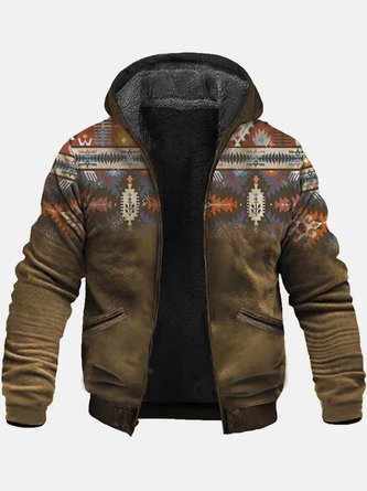 Royaura Vintage Western Brown Aztec Men's Cardigan Hoodies Ethnic Warm ...