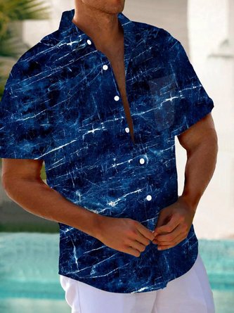 Royaura® Vintage Abstract Texture Print Chest Pocket Men's High Shirt ...