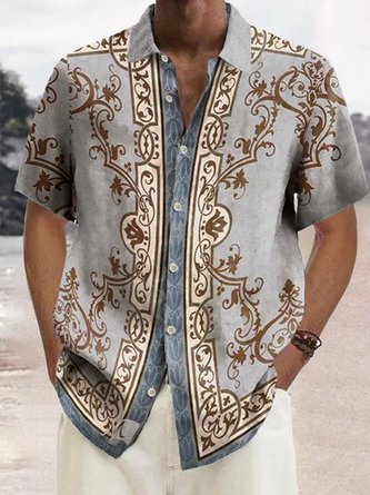 Royaura® Retro Baroque Palace Style 3D Print Men's Button Pocket Short ...