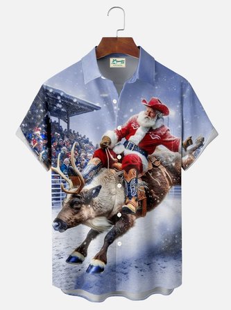 Royaura® Christmas Santa 3D Digital Print Men's Button Pocket Short ...
