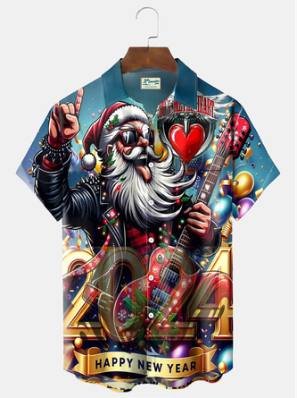Royaura® Christmas Rock Santa Claus Guitar Print Men's Holiday Chest ...