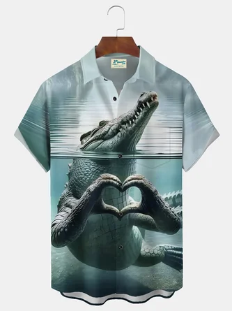 Royaura® Vintage Alligator Art Print Men's Chest Pocket Stretch ...