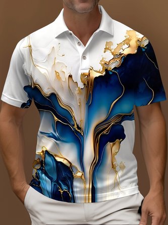 Royaura® Vintage Gradient Art Print Polo Shirt Stretch Comfortable ...