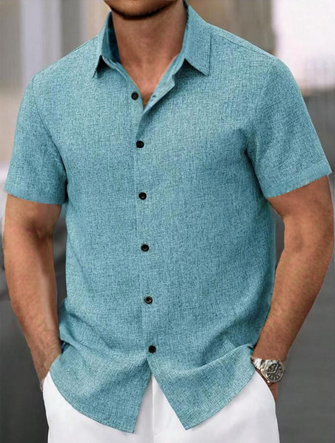 Royaura® Hawaiian Linen Textured Men's Button Down Short Sleeve Shirt ...