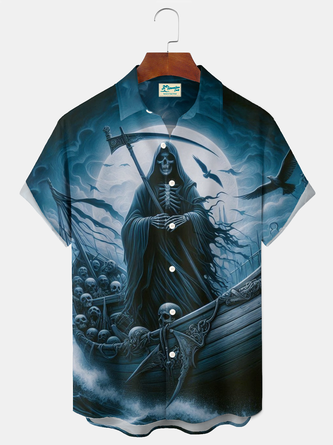 Royaura® Holiday Halloween Death Ship Art Print Men's Button Pocket ...