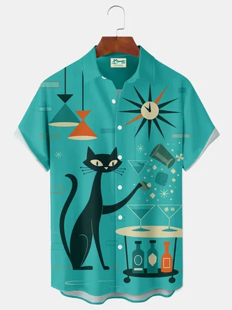 Royaura® Retro 1950s Mid-century Atomic Age Geometric Cat Graphic Print ...