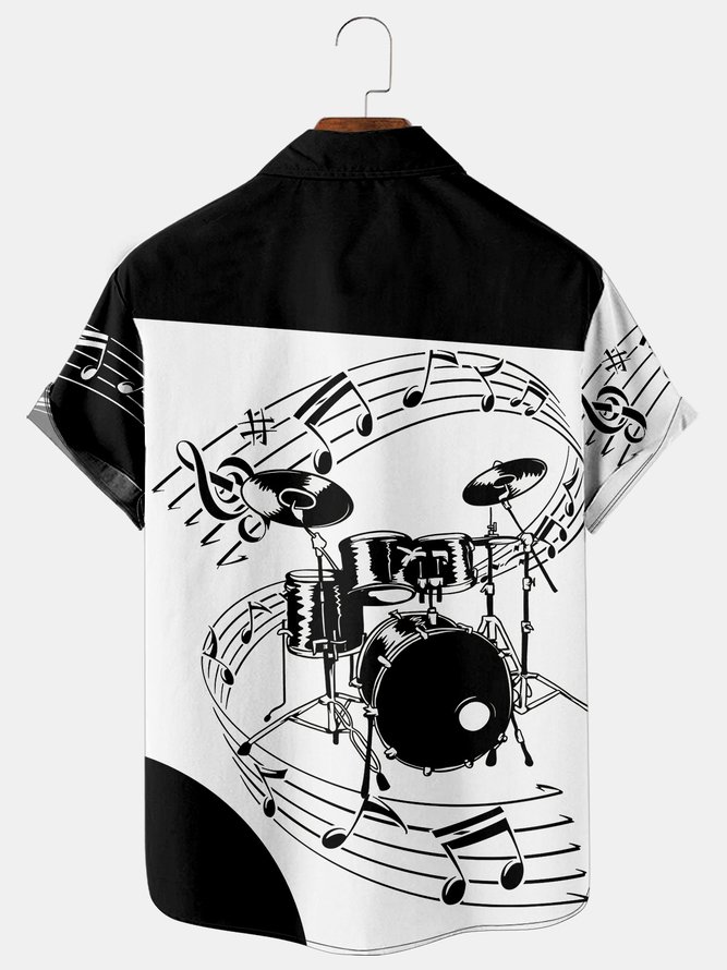 Royaura Men's Drum Kit Music Hawaiian Short Sleeve Shirts | royaura