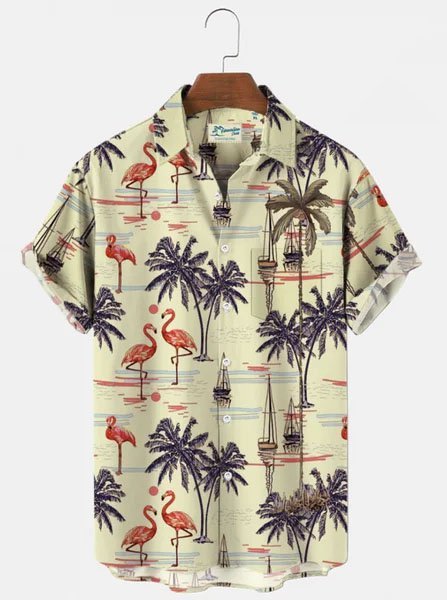 Men Women Vintage Hawaiian Shirt Palm Tree Men's Comfortable Plus Size ...