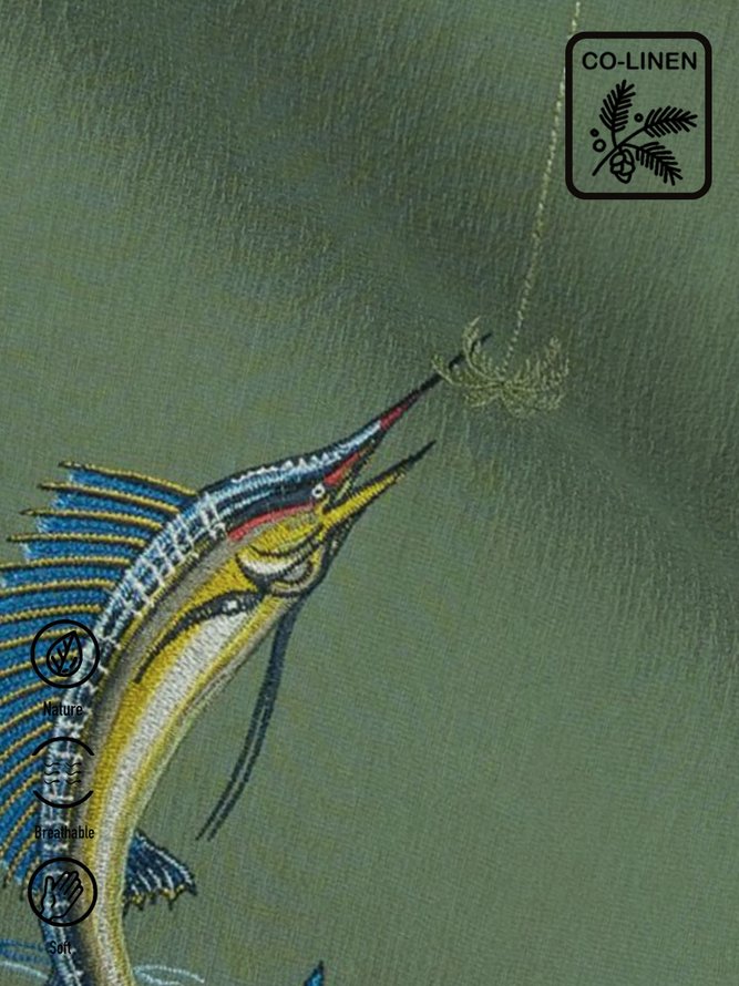 Royaura Tropical Ocean Men's Hawaiian Shirts FishTree Coconut Tree Art ...